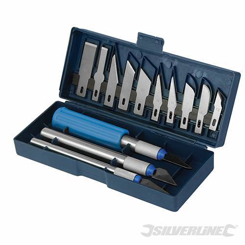 Silverline 251094 16Pce Hobby Knife Set - themodellerstoolbox.com