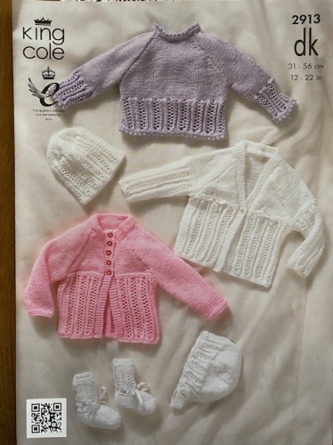 King Cole 2913 Sweater, Cardigans, Bonnet, Hat & Bootees DK Knitting ...