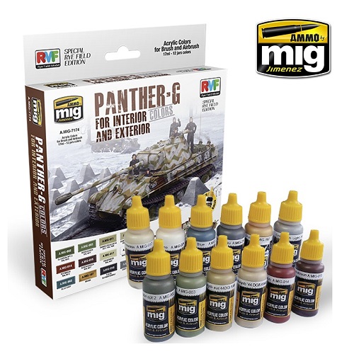 Ammo Mig A.MIG7174 Panther-G Interior & Exterior Acrylic Paint Set ...