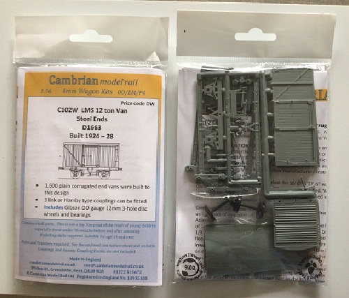 Cambrian C102W LMS 12ton Steel Ends Van Kit OO Gauge ...
