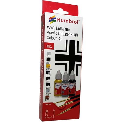 Humbrol DB9063 WWII Luftwaffe Acrylic Dropper Bottle Paint & Brush Set ...