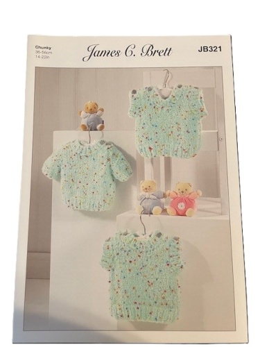 James C Brett JB321 Chunky Babies Slipovers & Sweater Knitting Pattern ...