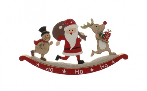 Festive 29cm Wooden Red/White Santa on a Rocking Frame P039514 ...